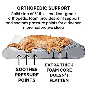 Furhaven XXL Orthopedic Dog Bed Ultra Plush Faux Fur & Suede Luxe Lounger w/ Removable Washable Cover - Gray, Jumbo Plus (XX-Large)