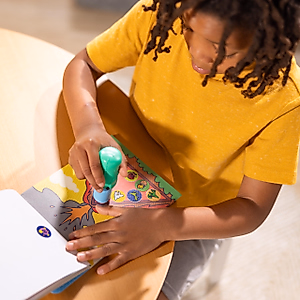 Melissa & Doug Sticker Wow!™ 24-Page Activity Pad and Sticker Stamper, 300 Stickers, Arts and Crafts Fidget Toy Collectible Character – Dinosaur Creative Play Travel Toy for Girls and Boys 3+,