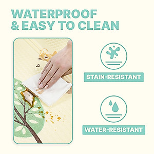Easy Baby Nontoxic Foam Play Mat for Babies and Toddlers | Foldable, Washable, and Waterproof Playmat | Large 77" x 59" (Woodland Friends Pattern)