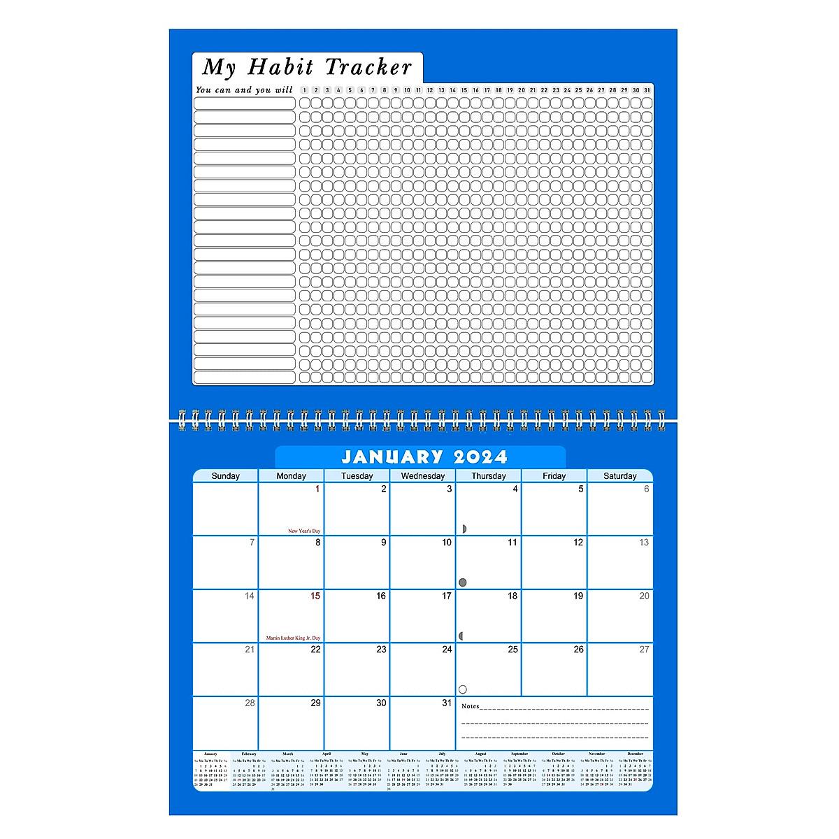 2024 Monthly Desktop/Wall Calendar/Planner - Habit Tracker - Daily, Weekly & Monthly Goal Motivational Habit Tracking Journal Inspirational - (Edition #06)