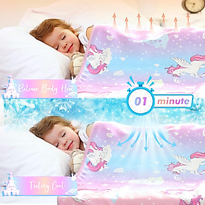 UOMNY Cooling Blanket for Hot Sleepers,Cooling Blanket for Kids, Blanket Unicorn Castle Toys Gift for Girls,Q-Max>0.4 Arc-Chill Cooling Fibe, Summer Cool Blanket,50"x60"