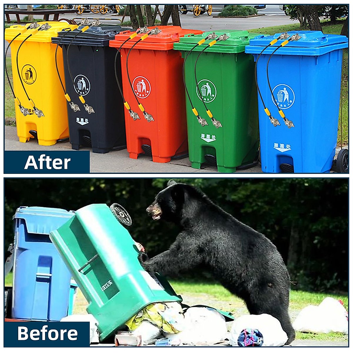 Suohanfei 2 Pcs Trash Can Lock for Animals, Raccoon Bear Proof Trash Can Lid Locks, Universal Outdoor Garbage Can Lock（Black）