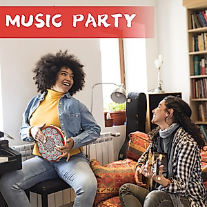 Tambourine Hand Held Drum 8 inch Tamborine Tambourine Musical Instrument for Kids Adults Metal Jingles Percussion Gift Apply to Family KTV Party，Giving Castanet *1