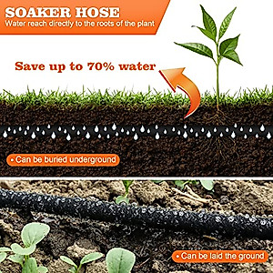 Soaker Hose 10 FT for Garden 1/2" Diameter Irrigation Hose Save 70% of Water Solid Brass Interface Eminently Suitable for Lawn and Garden Beds Cover