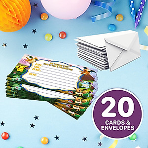 Set of 20 Anime -Themed Happy Birthday Invitation Cards & Envelopes - Lightweight (240g), Postcard Style Invites for the Perfect Party Pack