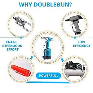 DoubleSun Heavy Duty Air Hydraulic Riveter-Professional Pop Pneumatic Riveting Gun Rivet Tool with Nose Pieces