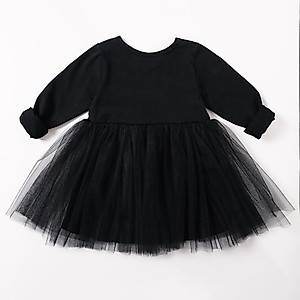 Baby Girls Black Dress Tutu Long Sleeves Ruffle Tulle 9-48m (24-36m, Black)