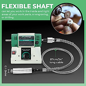 Flyrivergo Bench Buffer Polisher with Accessories Adjustable Variable Speed Multi-Function Bench Lathe Grinder Polishing Machine Tool Kit for Jewelry, Wood, Silver, Amber, Metal, Jade DIY