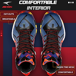 WETIKE Boys Basketball Shoes Non Slip Basketball Shoes for Boys Lightweight Girls Basketball Shoes Breathable Kids Basketball Shoes Durable Boys Shoes Camouflage Blue