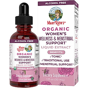 MaryRuth Organics USDA Organic Women's Wellness Liquid Herbal Supplements | Includes Stinging Nettle, Raspberry Leaf, Eleuthero Root, Chaste Tree Berry | Menstrual Support | Non-GMO, Vegan