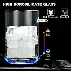 Qipecedm Set of 2 Glass Jars Containers with Bamboo Airtight Lids & Spoons, 17 oz Borosilicate Glass Jars, Clear Food Storage Canister for Cookie, Candy, Coffee, Sugar, Matcha Tea, Flour, Nuts & More