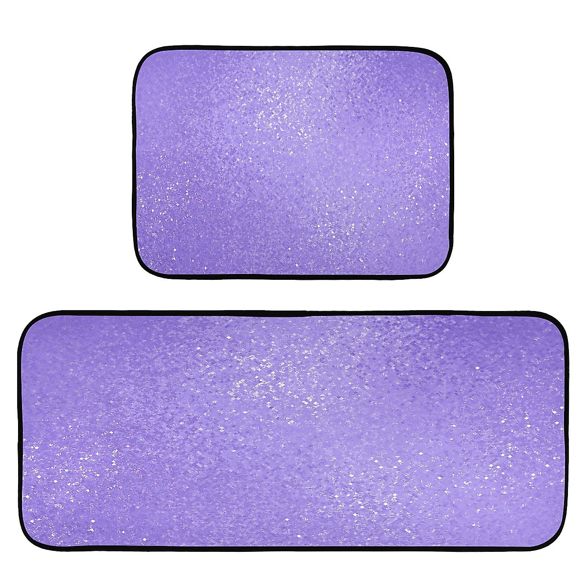 Kigai Purple Sparkle Anti Fatigue Mats for Kitchen Floor,Set of 2 Non Skid Washable Waterproof Anti Kitchen Floor Mats for Kitchen Office Laundry Room Bathroom (19"x27"+19"x47")