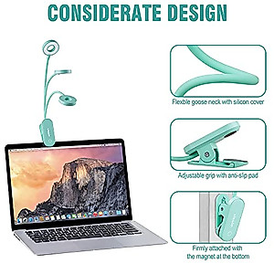 Visson Stepless Dimming Book Light,12 LED Reading Lights for Books in Bed,3 Color Temperature,Rechargeable Clip-on Light with Magnetic Function.Perfect for Bookworms,Kids