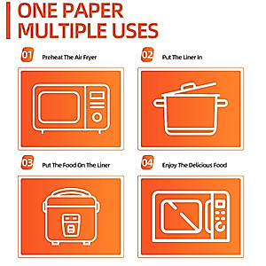 Rumia Air Fryer Liners Disposable Parchment Paper Square,7.9-inch (Fit 5-8 QT) Airfryer Liners for Air Frying, Baking, Roasting Microwave, Unbleached Oil-proof Food Grade Parchment Paper(100Pcs 8inch)