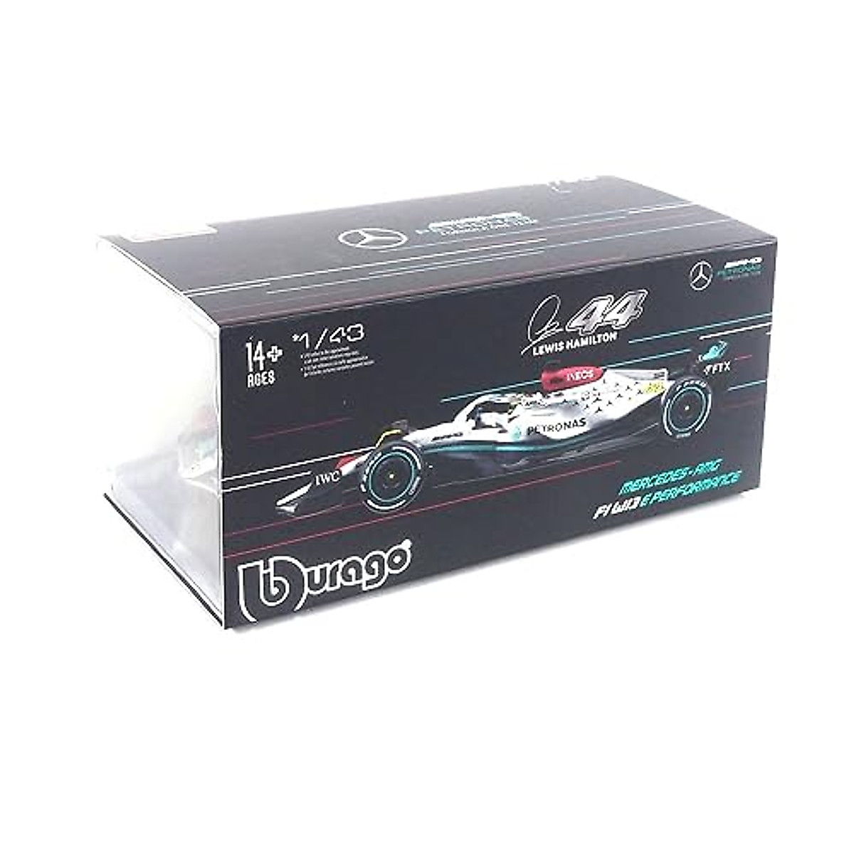 Bburago 1:43 F1 Merecedes W13 E Performance (2022) with #44 Hamilton Driver