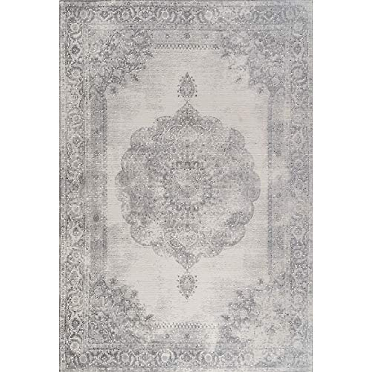 JONATHAN Y MDP403C-8 Rosalia Cottage Medallion Indoor Area-Rug Vintage Bohemian Easy-Cleaning Bedroom Kitchen Living Room Non Shedding, 8 ft x 10 ft, Gray/Ivory