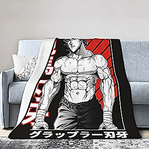 Anime Baki The Grappler Blanket Tapestry Sofa Office Bedroom Throw Blankets Super Soft Cozy Microfiber Blanket Bedding 40"X30"