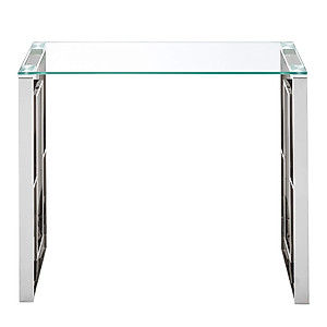 Whi Contemporary Console, Sofa, Glass and Chrome TABLE, SILVER