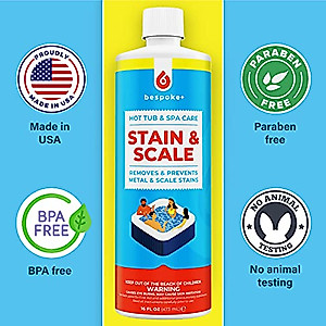 Spa Stain and Scale Control for Hot Tub, Spa Descaler, Stain Scale Remover & Spa Scale Defense for HotTub Hardness Control & Spa Hardness Decreaser & Alkalinity Decreaser Water Softener (1-Pint)