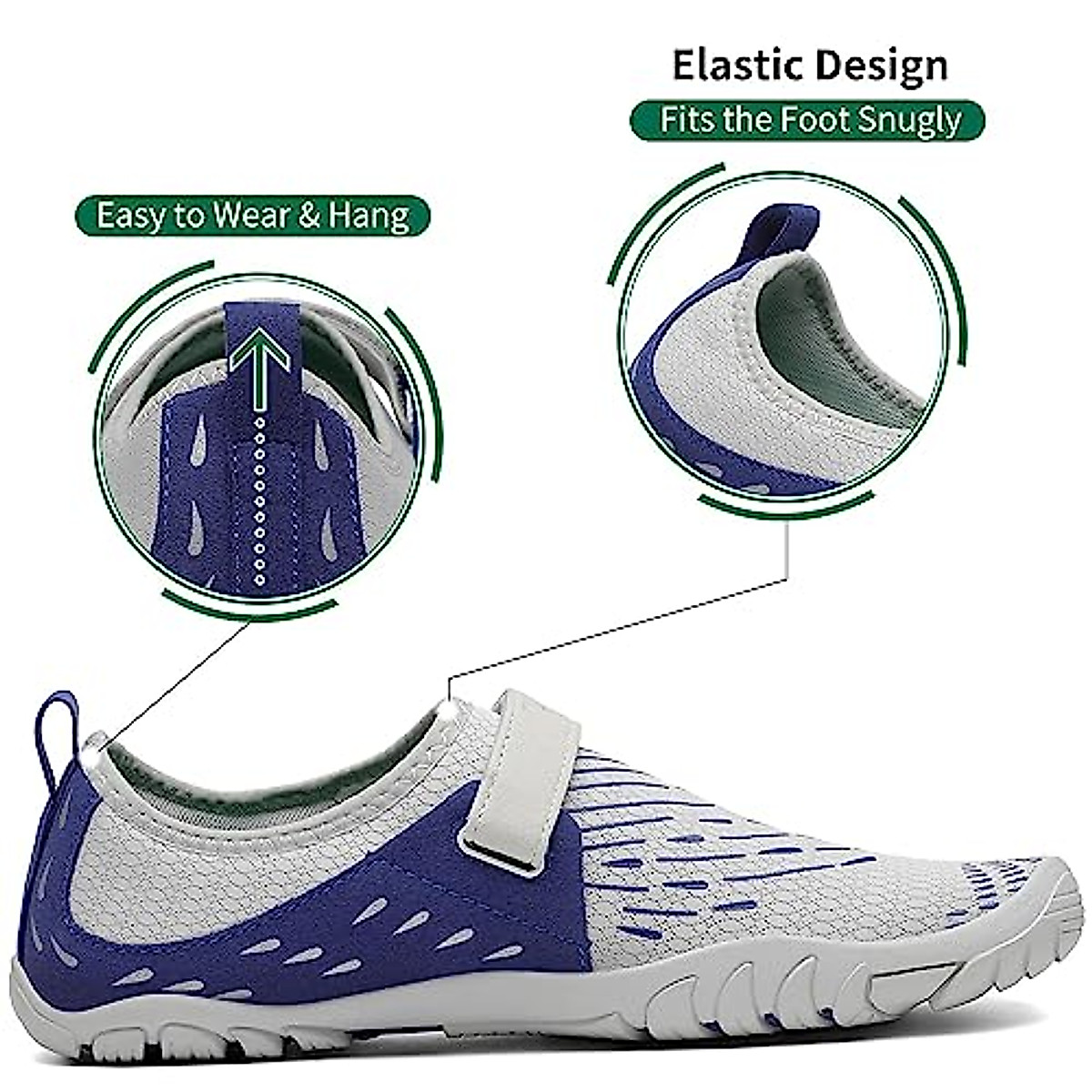 SAGUARO Water Shoes for Men Women Swim Beach Shoes Quick-Dry Zero Drop Aqua Shoes for River Wet Pool Surf Kayak Blue US 5 Men/7 Women