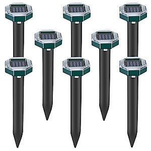 ELIOELIO Mole Solar Powered 8 Pack Sonic Groundhog Vole Snake Gopher Deterrent for Lawn Garden Outdoor Chipmunk