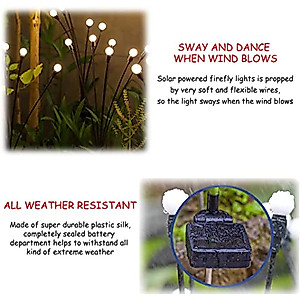 MOTEERLLU 4 Pack 10 LED Solar Powered Firefly Lights,Outdoor Waterproof Decorative String Lights,Starburst Swaying Garden Lights for Path Landscape,Swaying When Wind Blows (4 PC,Warm White)