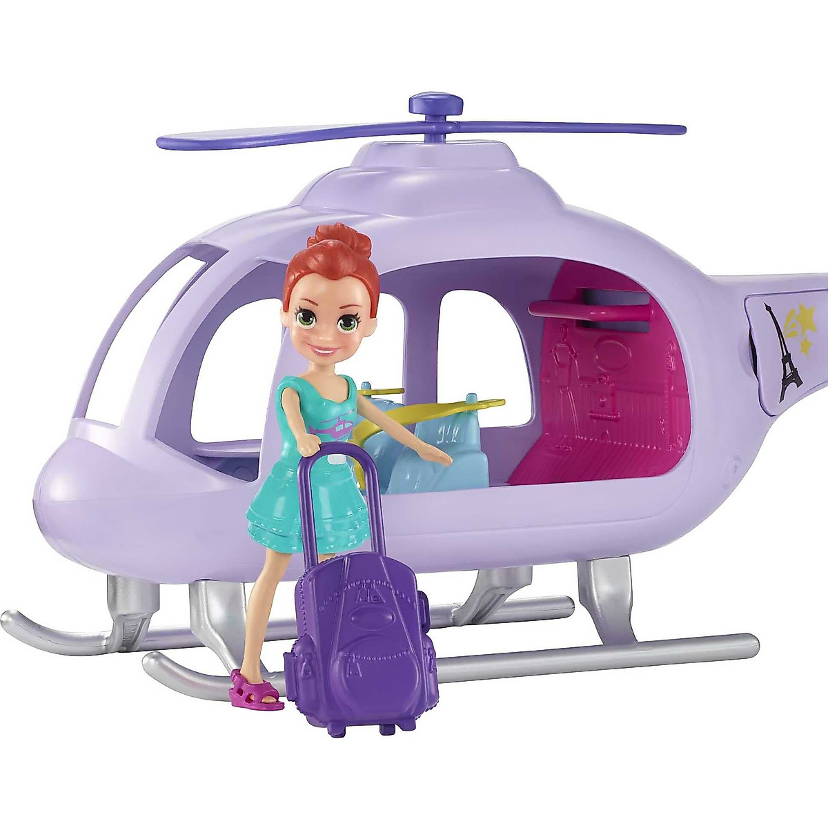 Polly Pocket Playset, Vacation Helicopter with 3-inch Lila Doll & 10+ Accessories, Travel Toy