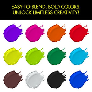 Creative Nation 12-Pack Leather Paint for Sneakers & Leather Accessories - Premium Acrylic Shoe Paint Kit for Bags, Purses & More - Waterproof, Flexible, Long-Lasting Paints, 0.95 Oz.