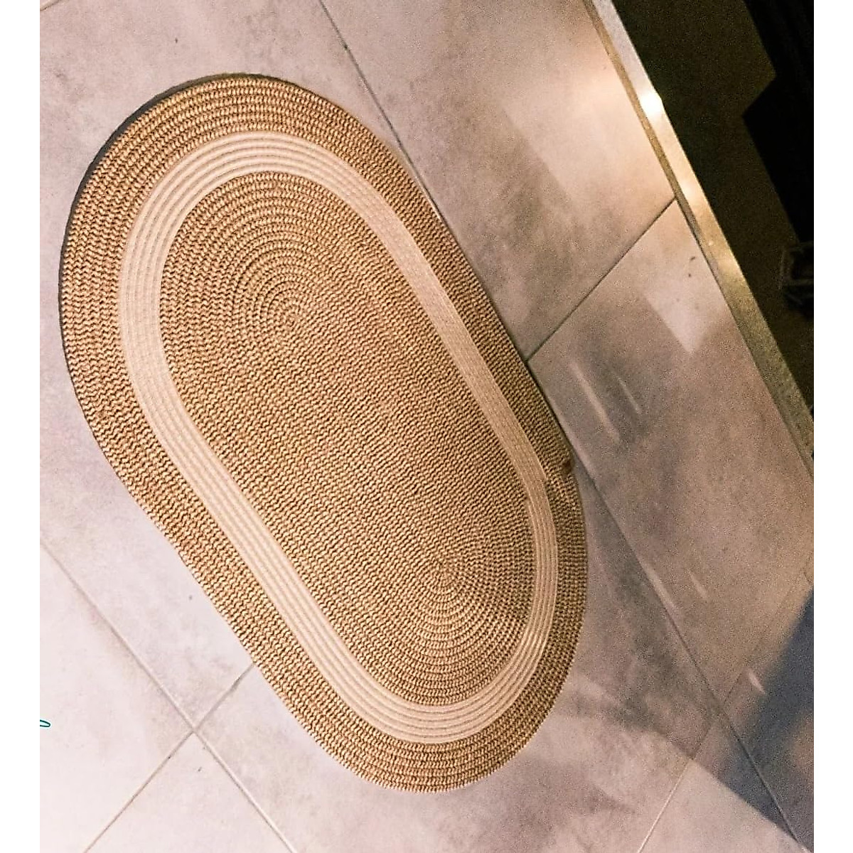 Tly Home-Beige Striped-Jute Door mat Rug -Jute Mats 19.6 x 31.50 Inches -Naturel Mats-Patterned Door Front-Bath Mat-Rug Mats Natural-Balcony mats-Gift- Houseware-Home Decore-Natural Welcome Doormat