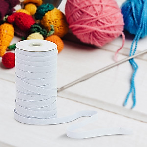 Flat Elastic Band for Sewing, 1/2 inch 50 Yards High Elasticity White Elastic Cord Elastic Rope Knit Elastic Spool for Sewing DIY Crafts(White,1/2 Inch * 50 Yard)