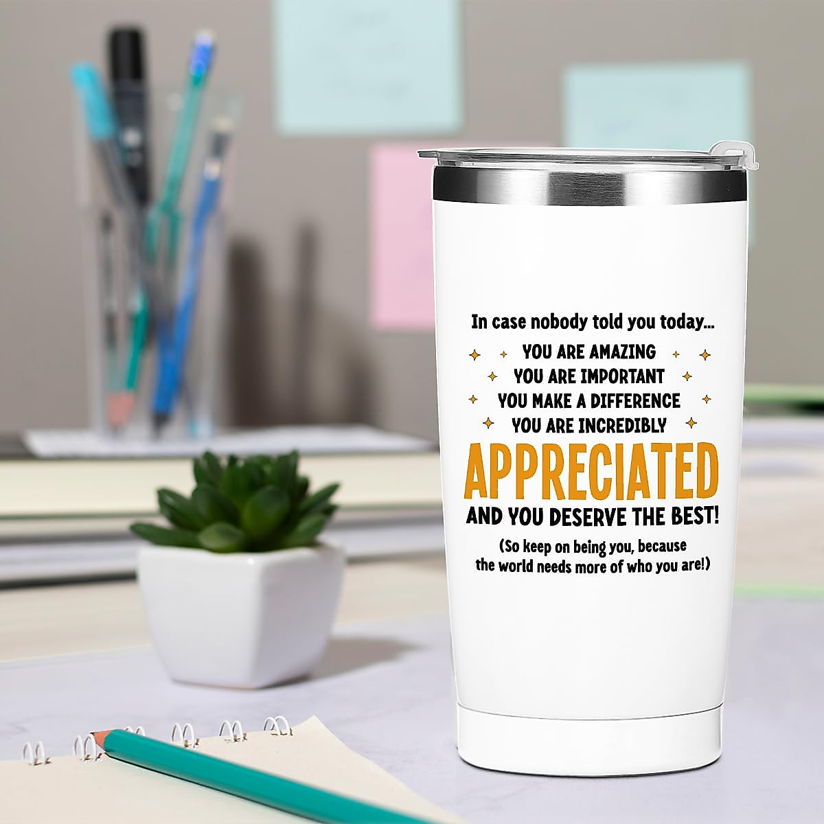 Employee Appreciation Gifts Tumbler Inspirational Gifts Water Bottle Double Wall Travel Coffee Mug Encouragement Stainless Steel Vacuum Insulated Thermal Cup for Women Colleague Birthday Christmas