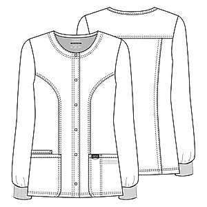 Cherokee Women's Snap Front Warm-up Jacket, White, Small