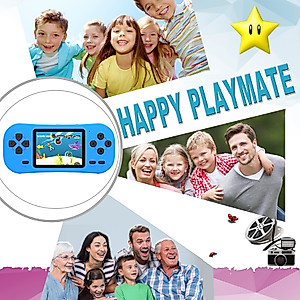 Beijue Retro Handheld Games for Kids Built in 218 Classic Old Style Electronic Game 2.5'' Screen 3.5MM Earphone Jack USB Rechargeable Portable Video Player Children Travel Holiday Entertain (Blue)