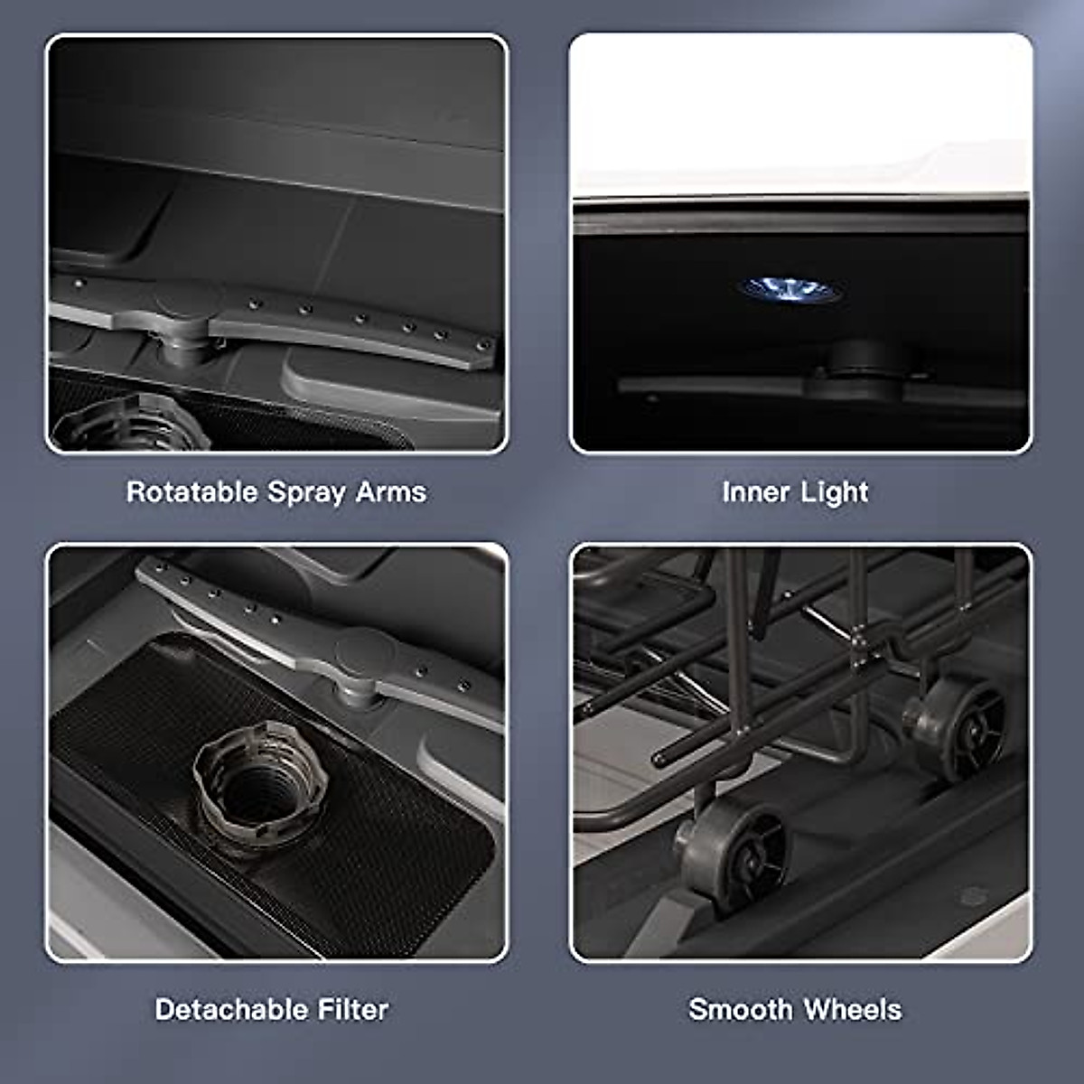 ARLIME Compact Countertop Dishwasher, Portable Dishwasher W/7.5-L Built-in Water Tank, 5-Program, 360° Dual Spray, 24H Air-Dry Function, Child Lock, Mini Dishwasher for Apartments, Dorms & RVs, White