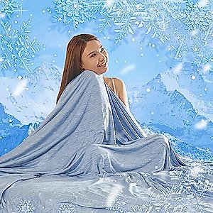 MH MYLUNE HOME Cooling Blanket for Hot Sleepers, Lightweight Thin Summer Blanket for Hot Flashes Night Sweates Sleeping,Arc-chill Cold Throw Blanket for Bed/Sofa,King Size, Blue