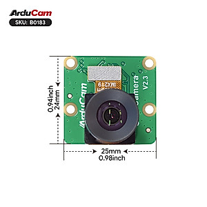 Arducam Mini 8MP IMX219 Camera Module for Jetson Orin NX/AGX Orin, with Low Distortion 105°(D) FOV M12 Lens, Compatible with Raspberry Pi CM3 / CM3+