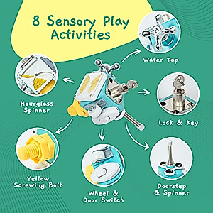 Jumble Dream Busy Cube Sensory Toy is a Handmade Montessori Fidget Cube for Learning - Wooden Activity Cubes for Travel & Children with Autism and ADHD 1 2 3