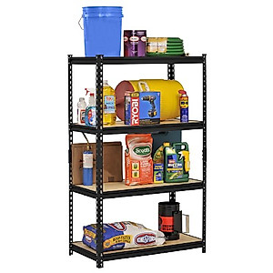 Edsal UR-364BLK Black Steel Industrial Shelving, 4 Adjustable Shelves, 3200 lb. Capacity, 60" Height x 36" Width x 18" Depth