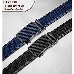 BULLIANT Men Belts 2 Pack,Ratchet Sliding Belt Adjustable For Gift Mens Dress Casual 1 3/8",Cut for Fit(Black/Purplish Blue,32"-38" Waist Adjustable)