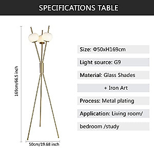 paugeory Hotel Floor Lamp-3 Lights Floor Lamps for Living Room, Modern Tripod Standing Lamp Gold Plating, 28w Flexible Warm Light and Off-White Glass Lampshade, Bedroom Office Hallway (with Bulb)