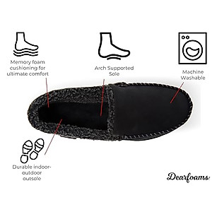 Dearfoams mens Eli Microsuede Moccasin Slipper, Black, Large US
