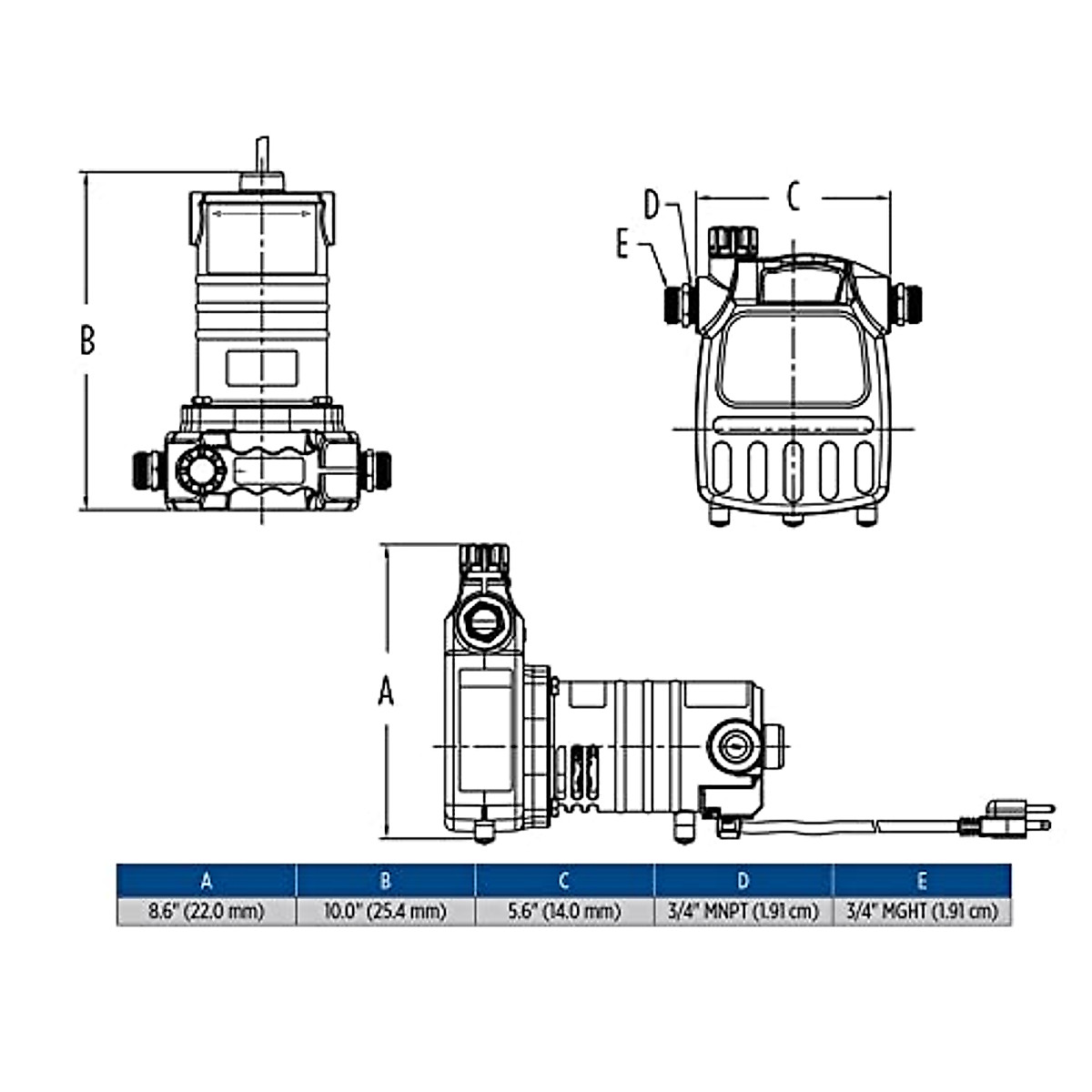 Little Giant UPSP-5 115-Volt, 1600 GPH, 1/2 HP Manual Non-Submersible Multi-Purpose Transfer Pump, 10-Ft. Cord, Black, 555104