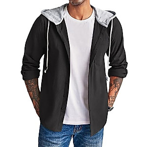 COOFANDY Men's Corduroy Jacket Long Sleeve Regular Fit Button Down Winter Shirt Shacket