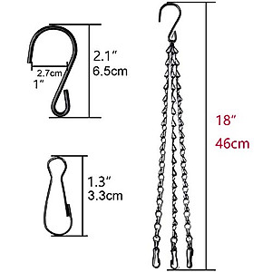 HHTHH 4pcs 18 inch Black Hanging Basket Chain with Hooks Flower Plant Pot Replacement Chain Hanger for Bird Feeders,Planters,Lanterns and Ornaments
