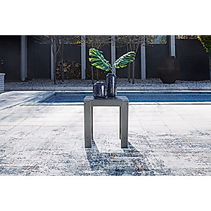 Signature Design by Ashley Amora Outdoor HDPE Patio End Table, Charcoal Gray