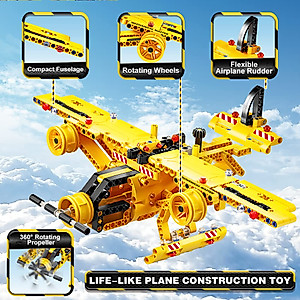 Jyusmile STEM Toy Building Toy for Age 6, 7, 8, 9, 10, 11, 12 Years Old Kids Boys Girls - 2-in-1 Truck Airplane Take Apart Toy, 361 Pcs DIY Building Blocks Kits, Engineering Construction Toy