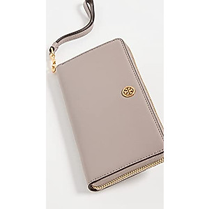Tory Burch Women's Robinson Zip Continental Wallet, Grey Heron, One Size