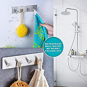 Towel Hooks Adhesive Wall for Hanging bathrooms Hook Bathroom Command Curtain Rod Heavy Duty Towels Stick on Sticky lbs self Brushed Nickel Robe Hand Bath Holder Double Sided Chrome Shower