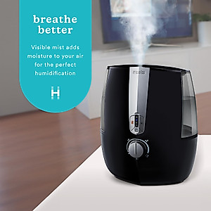 Homedics TotalComfort Plus Humidifier – Large Air Humidifiers for Bedroom, Plants – Top-Fill 5.3L Water Tank with Cool and Warm Mist, Essential Oil Pads, Colored Night-Light, Black