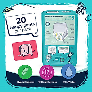Mum & You Nappychat Premium Performance Eco Diaper Pants, Size 5 (20 diapers) Smart Tube Technology Leak Protection. 100% Recyclable. Hypoallergenic, Dermatologically-Tested. No Lotion, Perfume or Dye